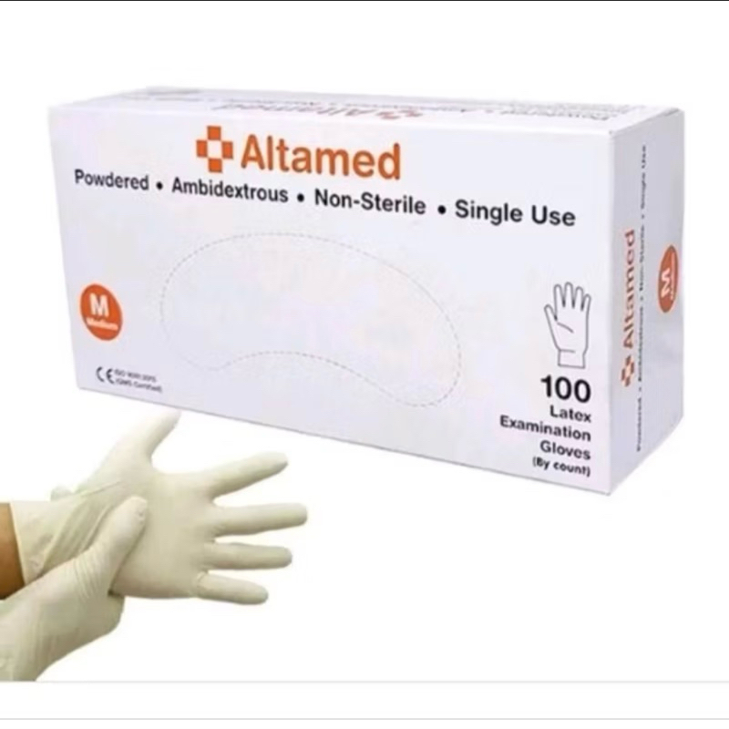 Jual Altamed Latex Examination Gloves - Sarung Tangan Karet 1 Box ...