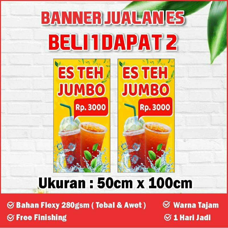 Jual banner jualan es teh es jeruk es degan es capcin | Shopee Indonesia