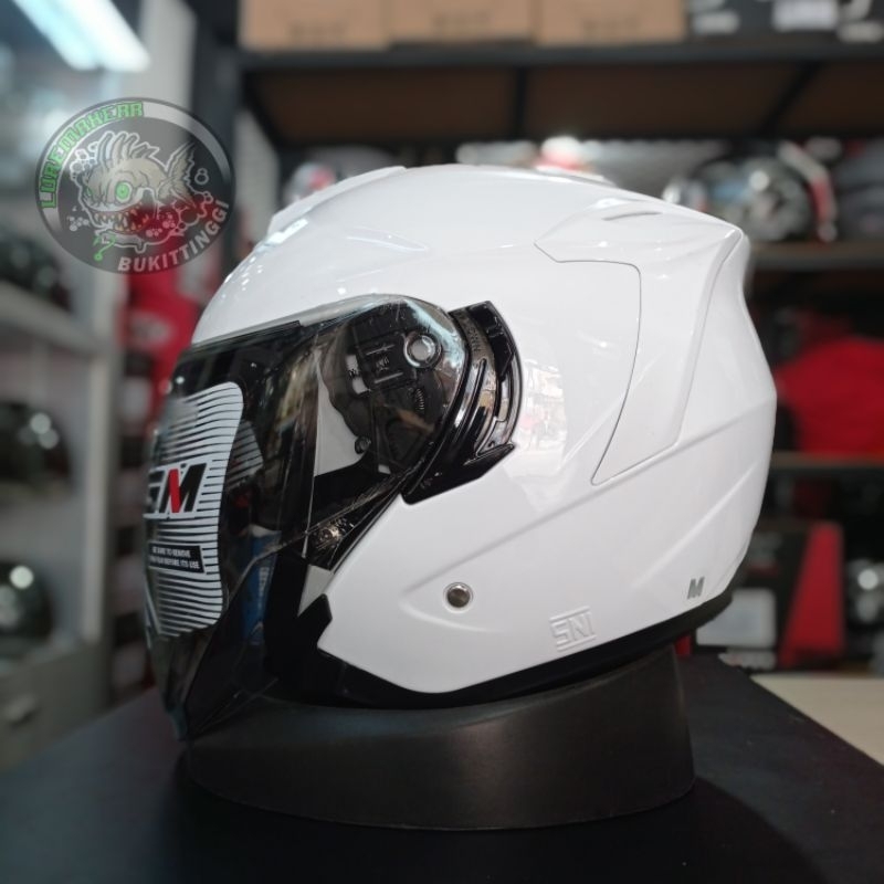 Jual HELM GM FURY DOUBLE VISOR SOLID WHITE | Shopee Indonesia