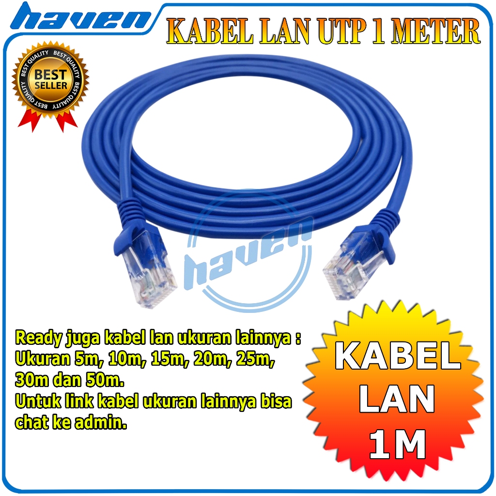 Jual Kabel LAN RJ45 1 Meter 8Pin CAT 5E Baru Kabel LAN Biru / Kabel LAN ...