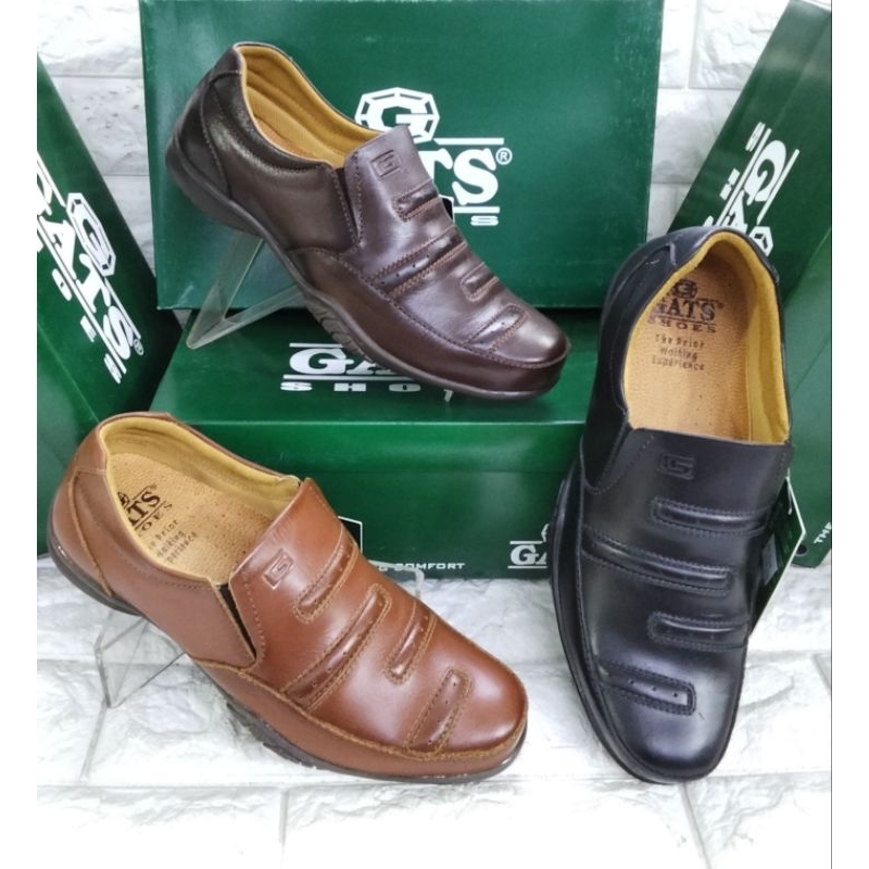 Jual SEPATU SHOES KASUAL SLIP ON PRIA KULIT GATS GP 003 HITAM,COKLAT ...