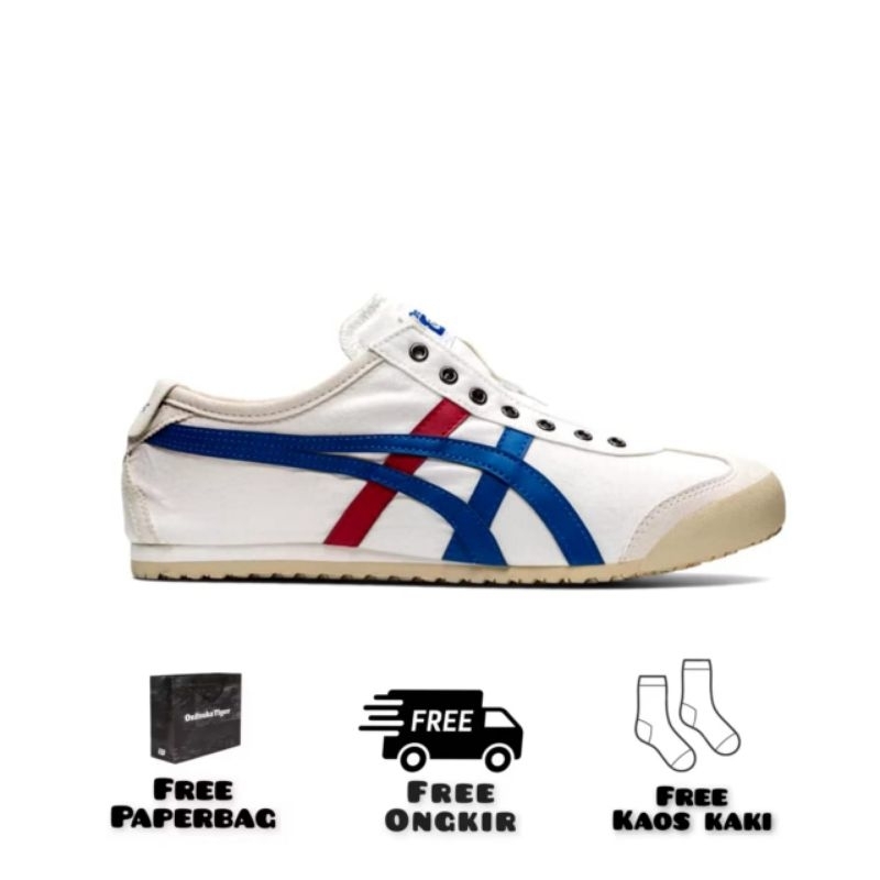 Jual Sepatu 0nitsuka Tiger Mexico 66 Slipon White Blue Red | Shopee ...