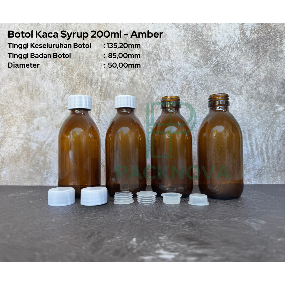 Jual Botol Kaca Amber Sirup 200ml - Tutup Plastik Putih | Shopee Indonesia