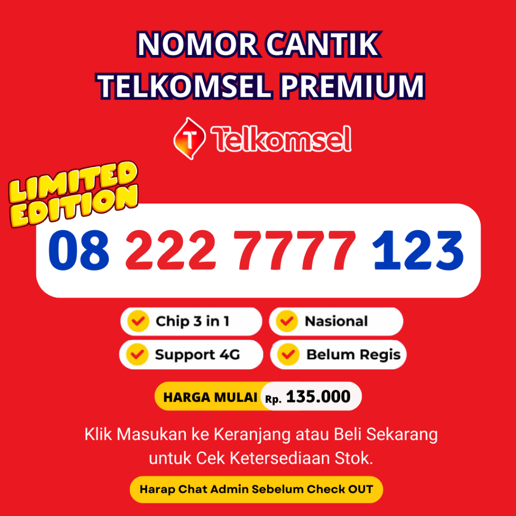 Jual Nomor Cantik Telkomsel Premium Seri Triple Kwartet Murah Support 4G LTE - Kartu Perdana ...