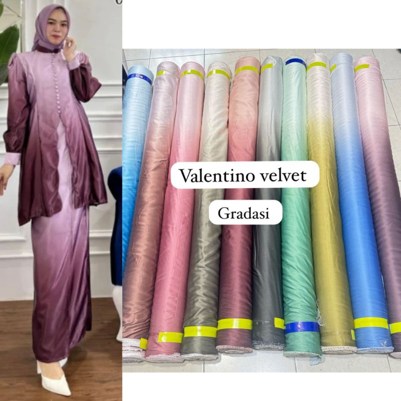 Jual Valentino Velvet gradasi silk omre Dua warna Silk pancawarna Paket ...