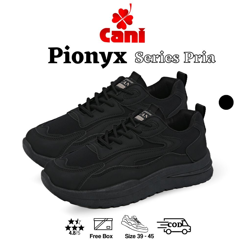 Jual Cani "Free Box" (Size 39-45) Pionyx Fullblack Sepatu Pria Sneakers ...