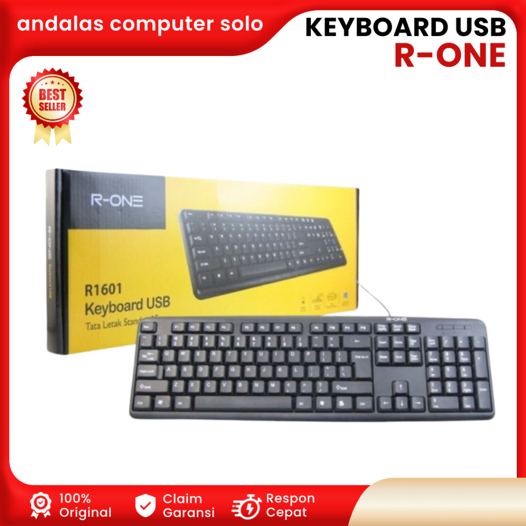 Jual KEYBOARD USB KABEL OFFICE R-ONE R1601 WIRED KEYBOARD OFFICE PC ...