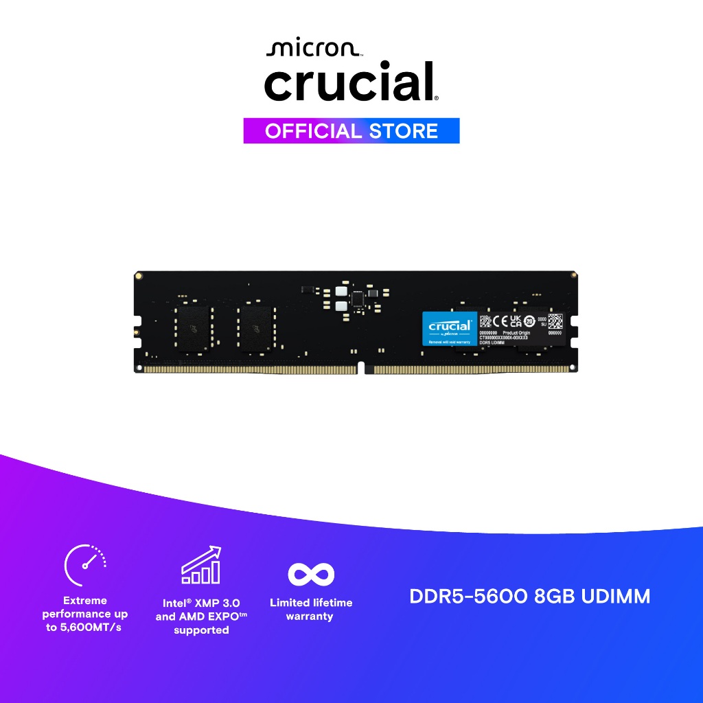 Jual Crucial UDIMM DDR5 8GB 16GB 32GB 5600Mhz CL46 Longdimm Memory RAM ...