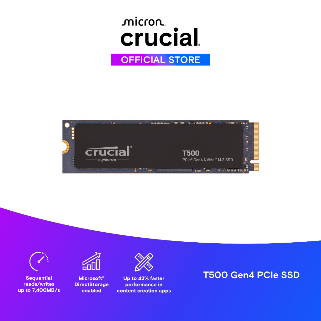 Jual Crucial SSD T500 PCIe Gen4 NVMe M.2 SSD 500GB 1TB 2TB 4TB Non ...