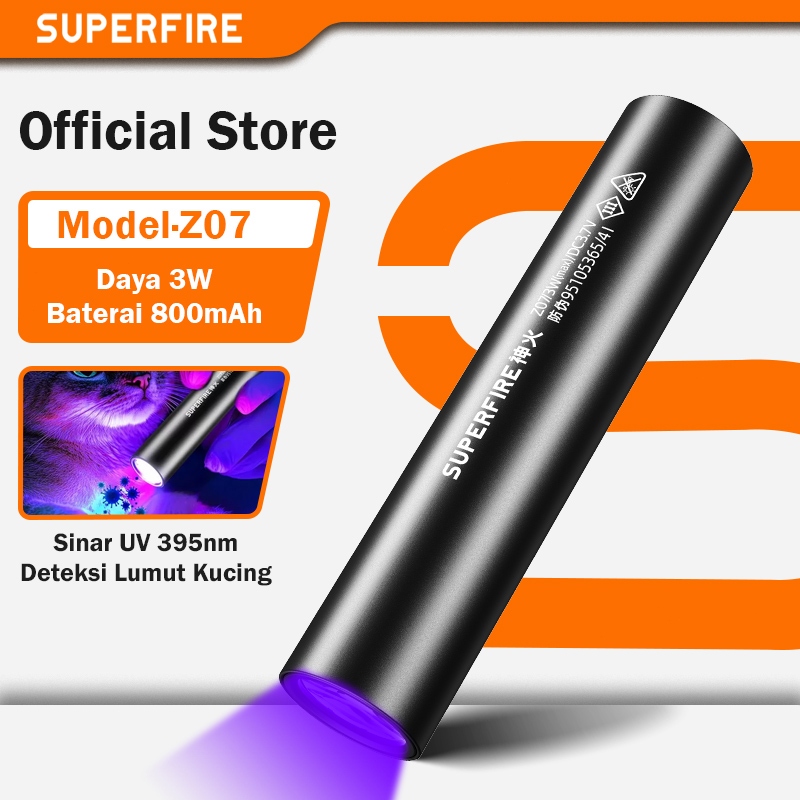 Jual Senter UV SUPERFIRE Z07 3W 395nm Mini Portabel Untuk Deteksi Urine Hewan dan Kalajengking ...