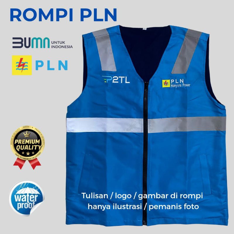 Jual Rompi Safety PLN terima custom bordir /sablon / warna / model ...