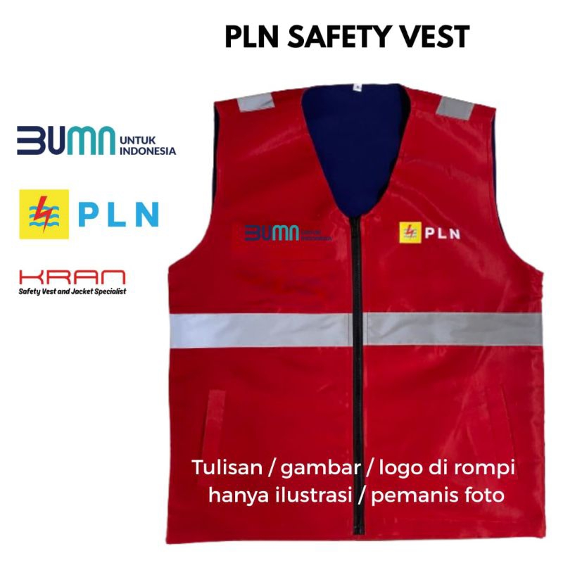 Jual Rompi Safety PLN # terima custom bordri / sablon /warna / model ...