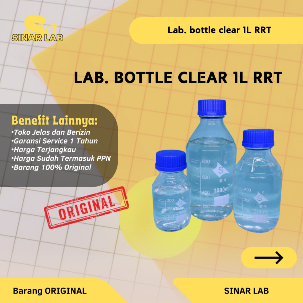 Jual Lab. bottle clear 1L RRT Botol Kaca | Shopee Indonesia