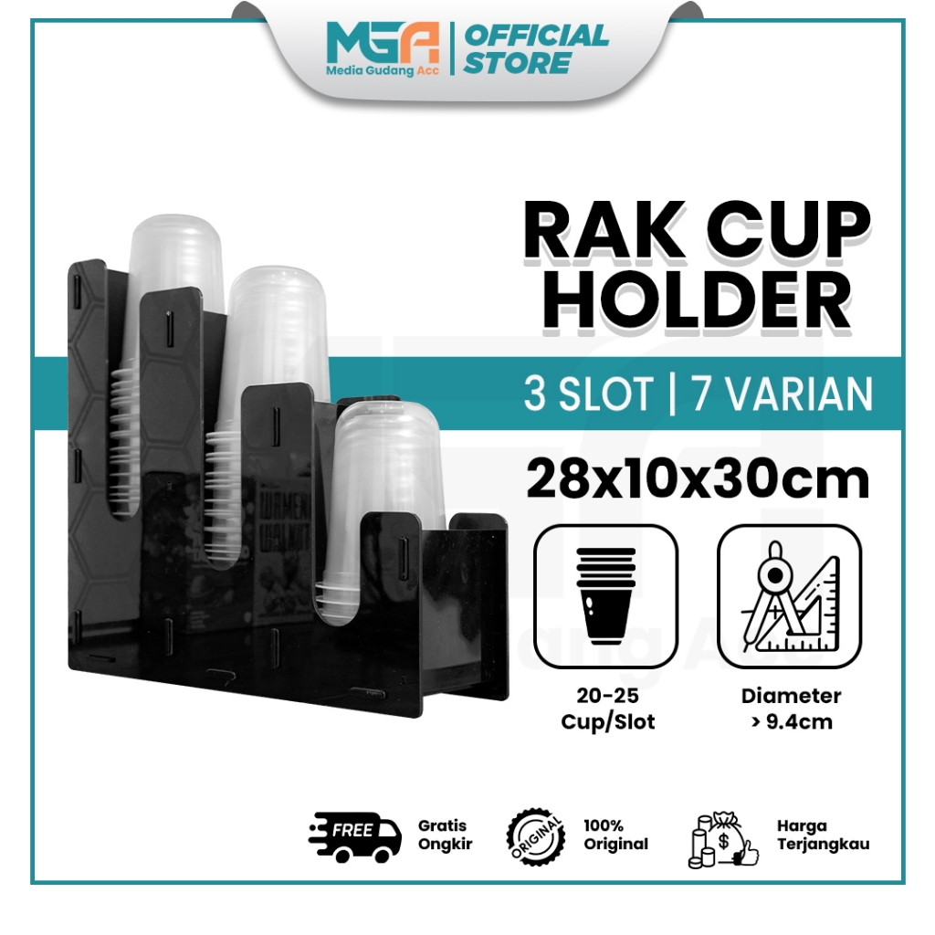 Jual RAK PAPER CUP 3 SLOT 2MM 3MM COFFEE HOLDER ORGANIZER AKRILIK CAFÉ ...