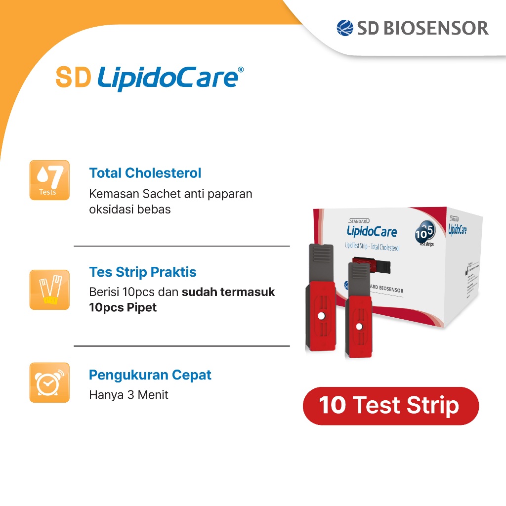 Jual SD BIOSENSOR Total Cholesterol Test Strip isi 10 pcs for ...