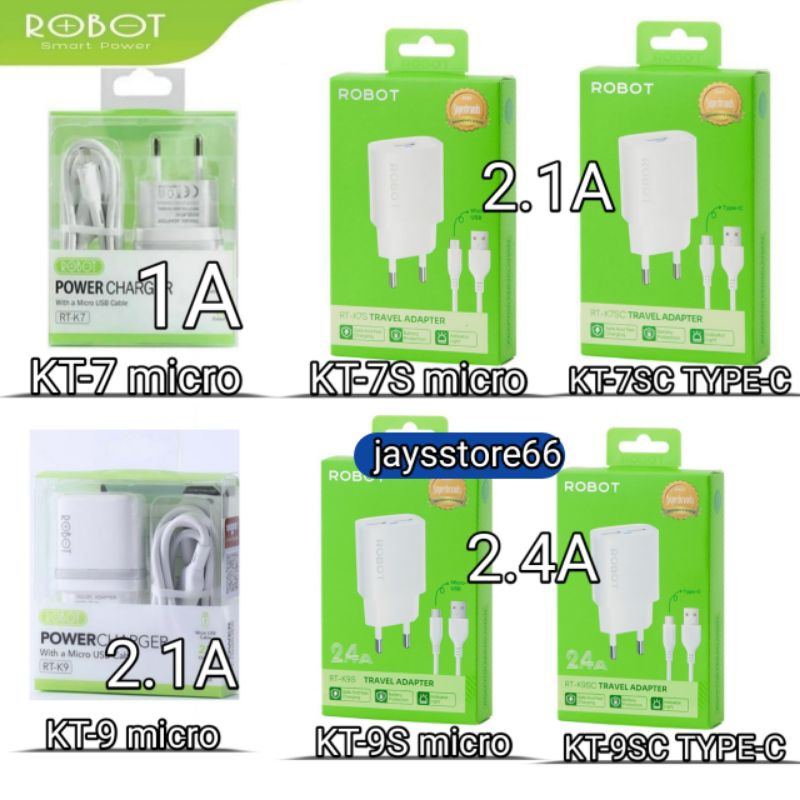 Jual Charger Robot RT-K7 1A & K7S 1.2A MICRO QUICK carger Micro USB ...