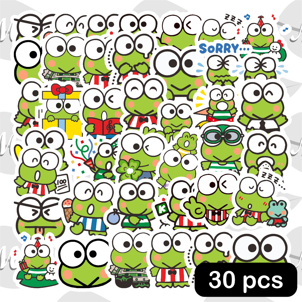 Jual (30 pcs) Stiker Keroppi | sticker keropi kerropi kodok hijau anti ...