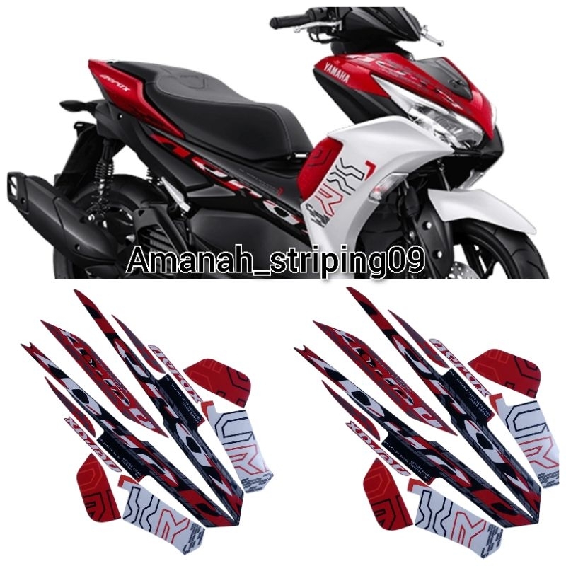 Jual Set stiker striping standart motor Aerox 155 new warna merah putih ...