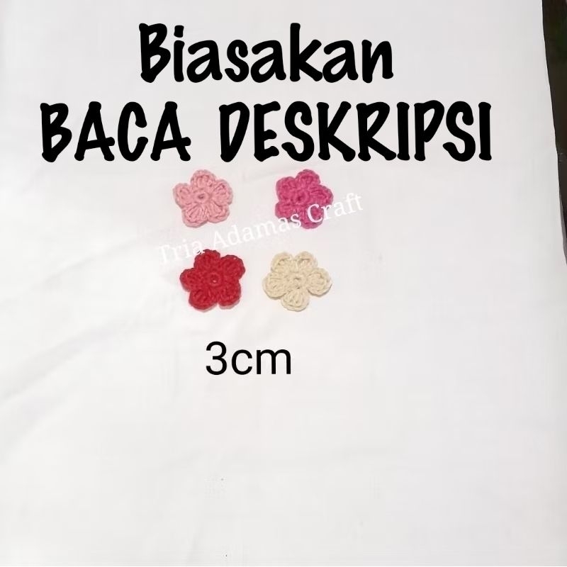 Jual Raujutan Bunga Sakura Polos 3cm/Aplikasi Bunga Rajut/hiasan Rajut ...