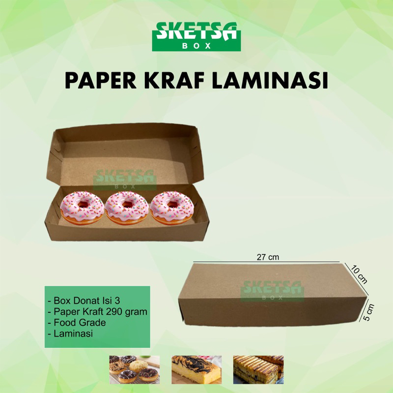 Jual Box Donat Isi 3 Sudah Laminasi | Shopee Indonesia