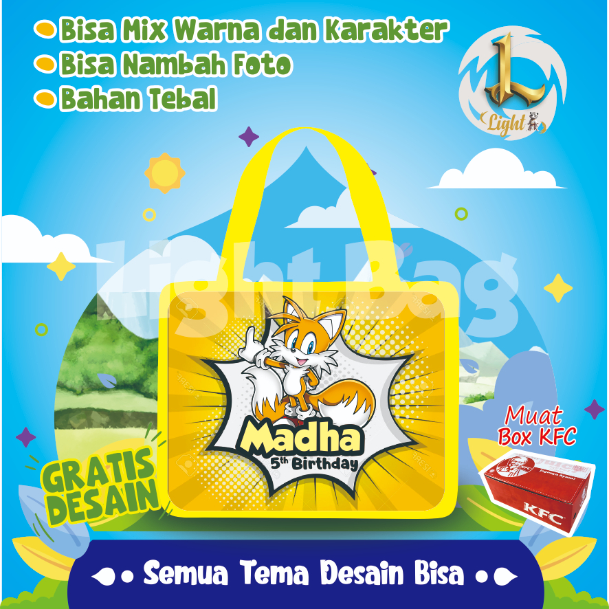 Jual TAS SOUVENIR ULTAH TAILS SONIC KUNING CUSTOM / TAS SOUVENIR ...