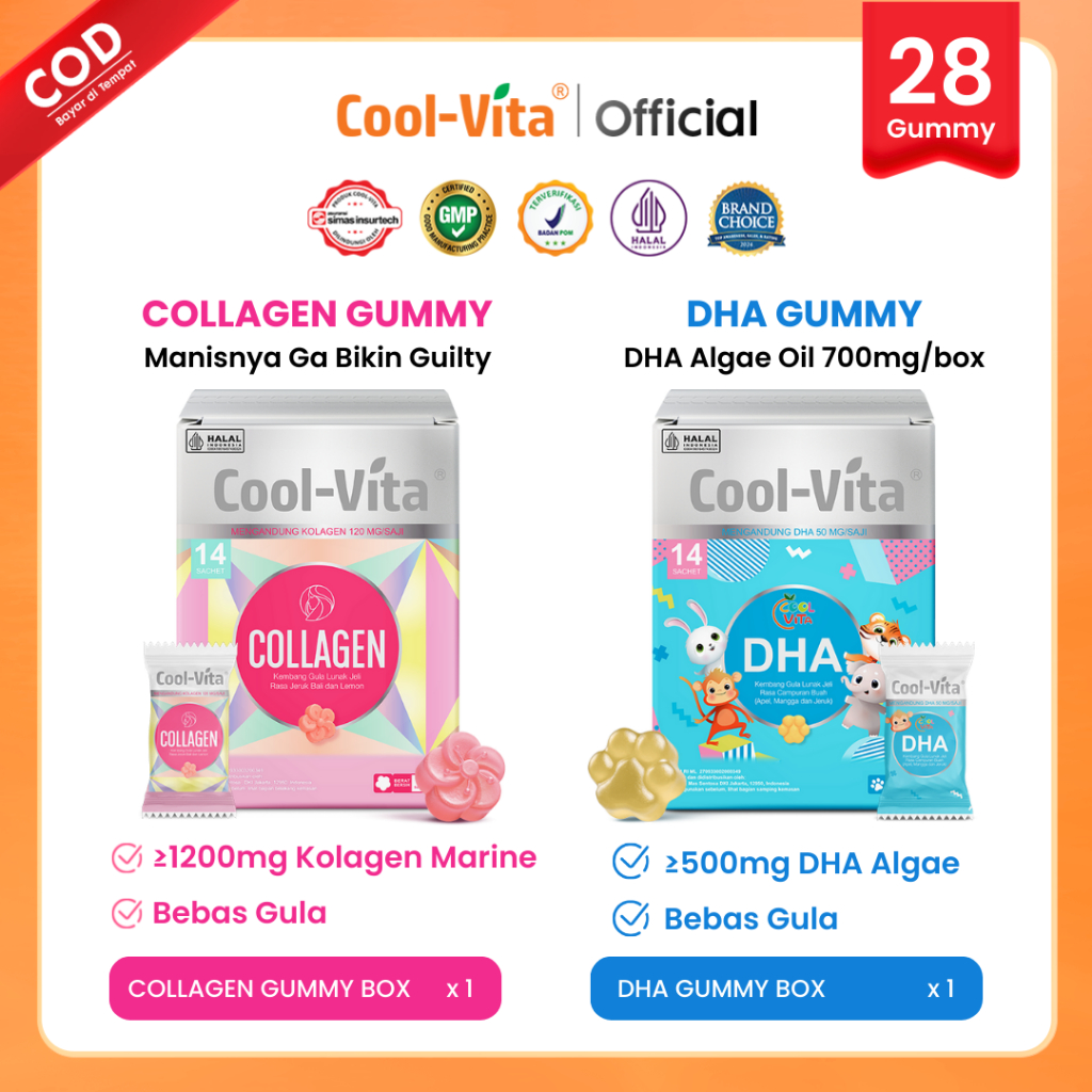 Jual Coolvita Paket Ibu Cantik Anak Cerdas 1 Box Collagen Gummy + 1 Box ...