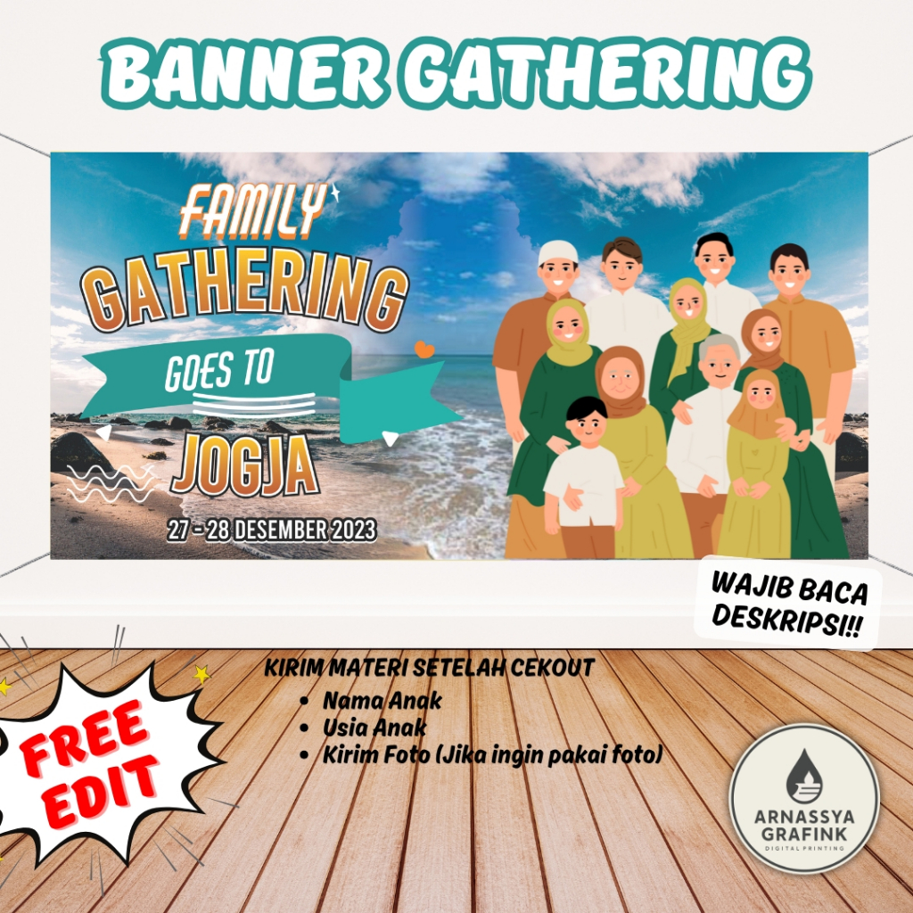 Jual BANNER/SPANDUK FAMILY GATHERING/SPANDUK REKREASI | Shopee Indonesia