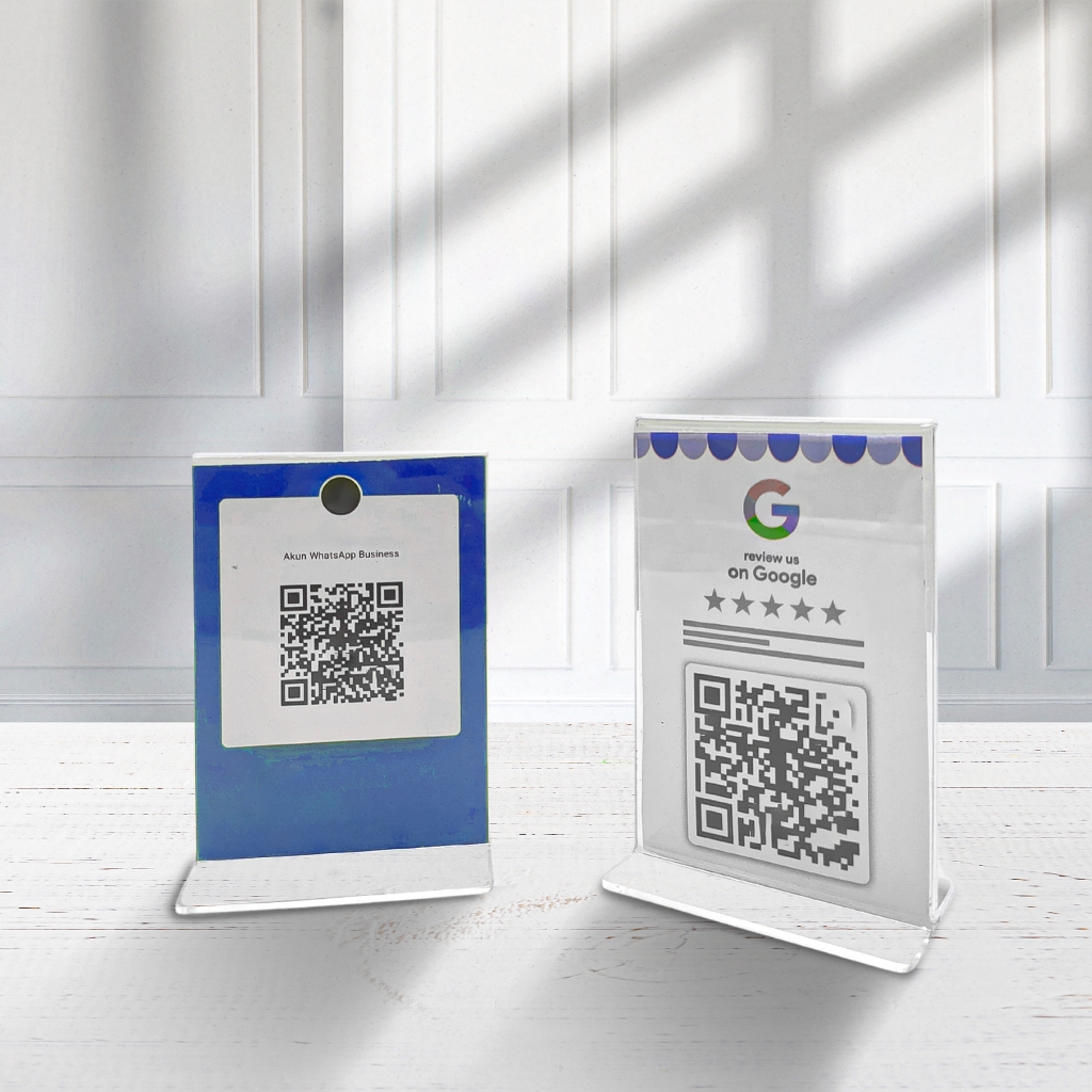 Jual QR Stand Akrilik QRIS Tipe T | Display Pembayaran Digital Custom ...