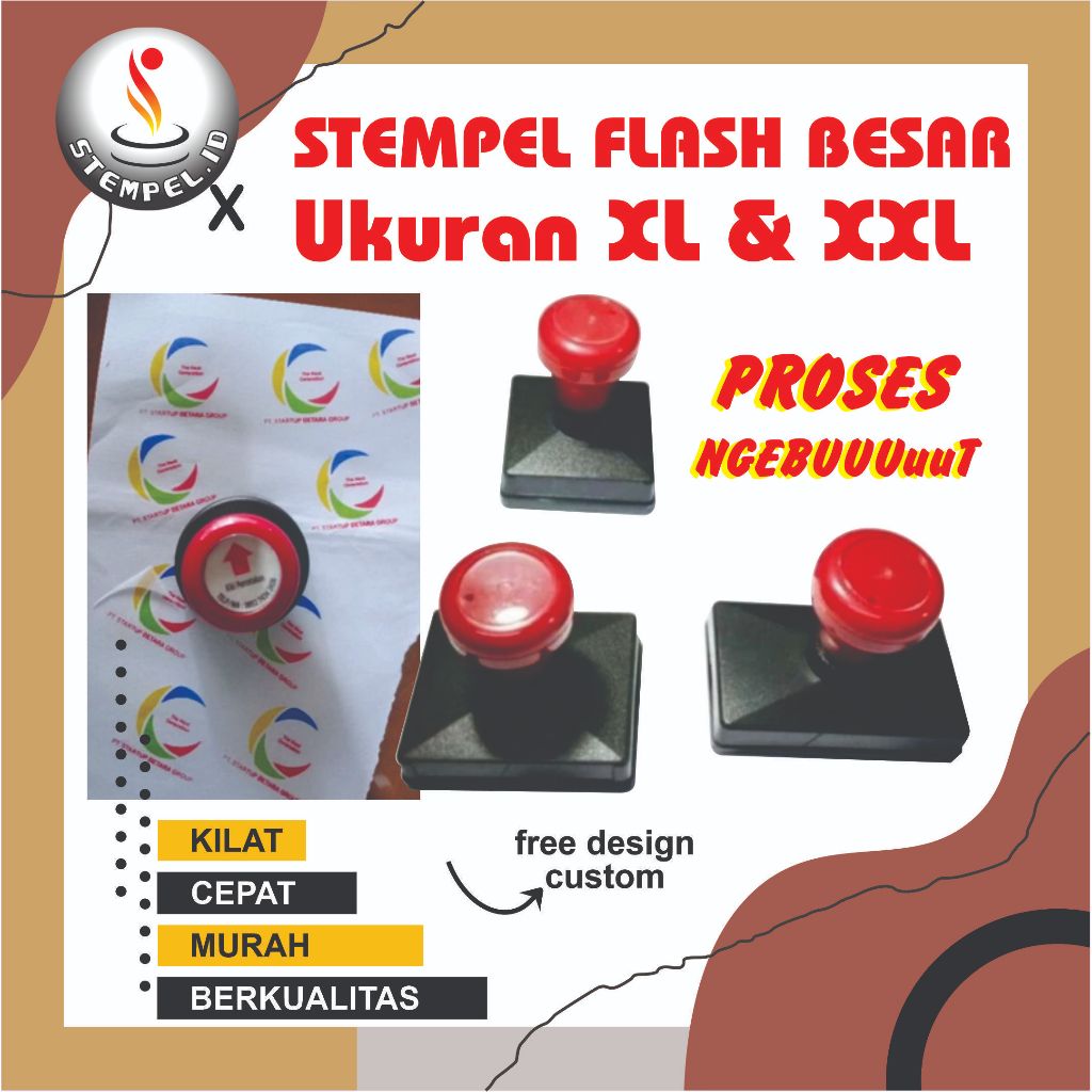Jual STEMPEL Flash Custom Besar 2 Warna, 3 Warna, 4 Warna, Untuk Media ...