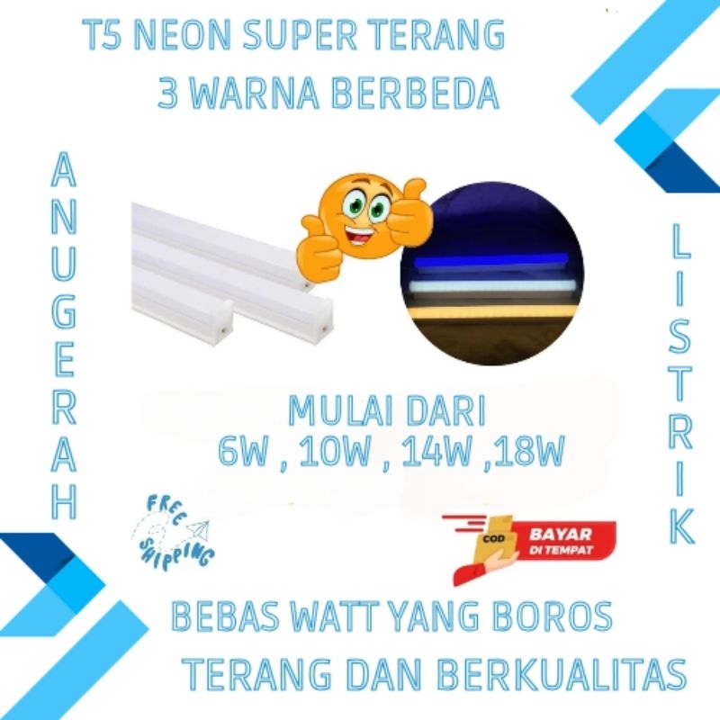 Jual LAMPU TL NEON T5 SUPER TERANG DAN SAVING WATT ENERGY 6W(30CM),10W(60CM),14W(90CM),18W(120CM ...