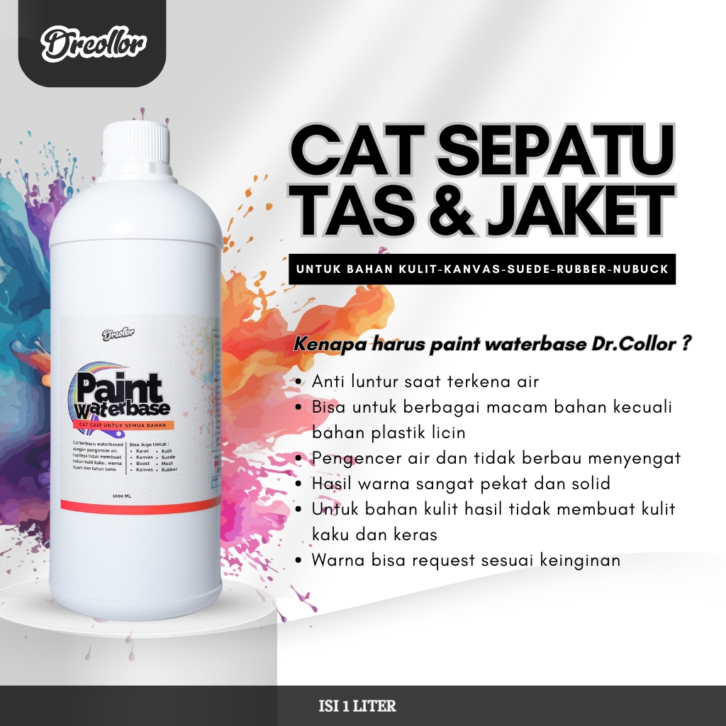Jual Cat Sepatu Cat Kulit Permanen Waterbase 1 Liter Dr Collor | Shopee ...