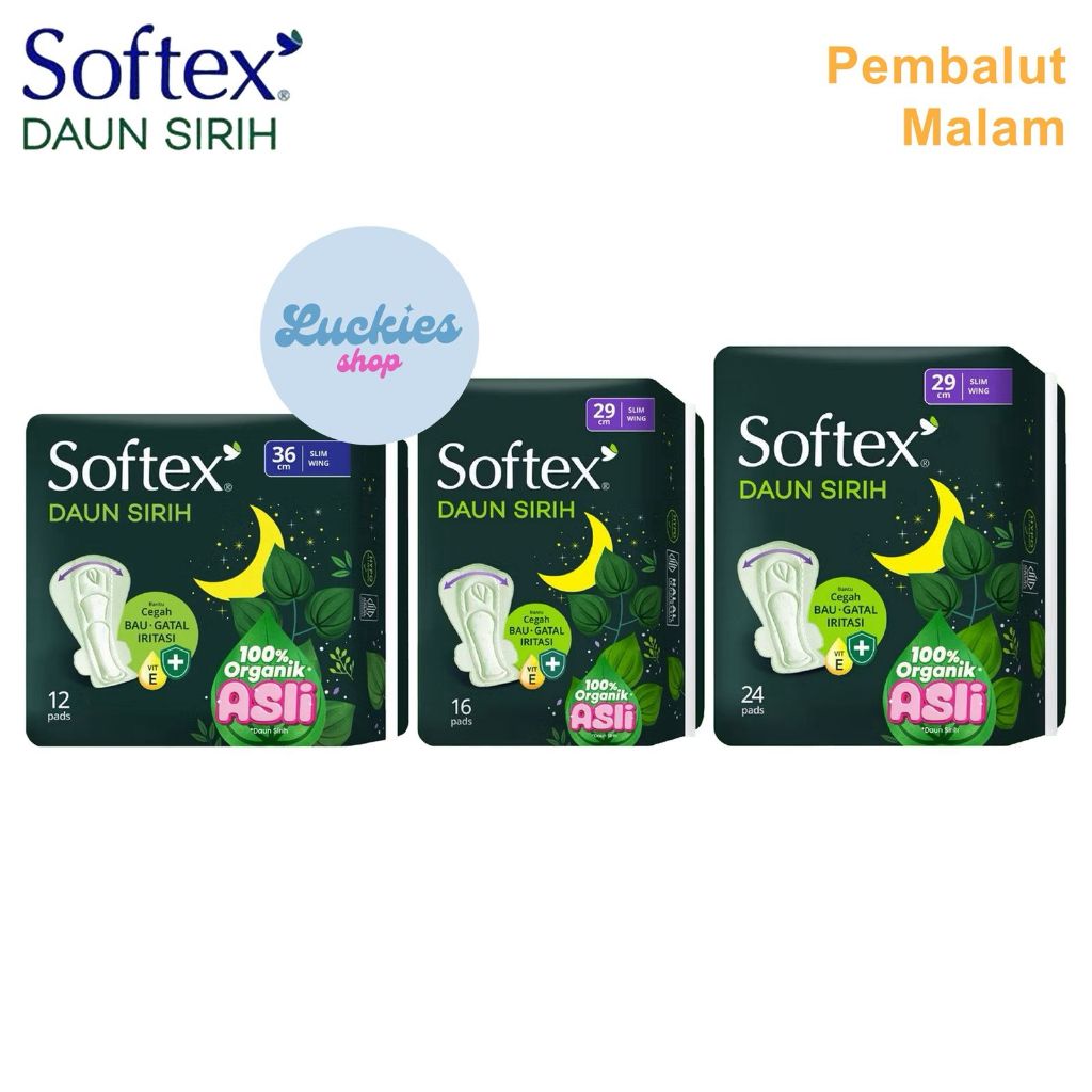 Jual Softex Daun Sirih + Vitamin E Jumbo Pack 29cm 24s / 24 Pads - Pembalut Daun Sirih Malam ...