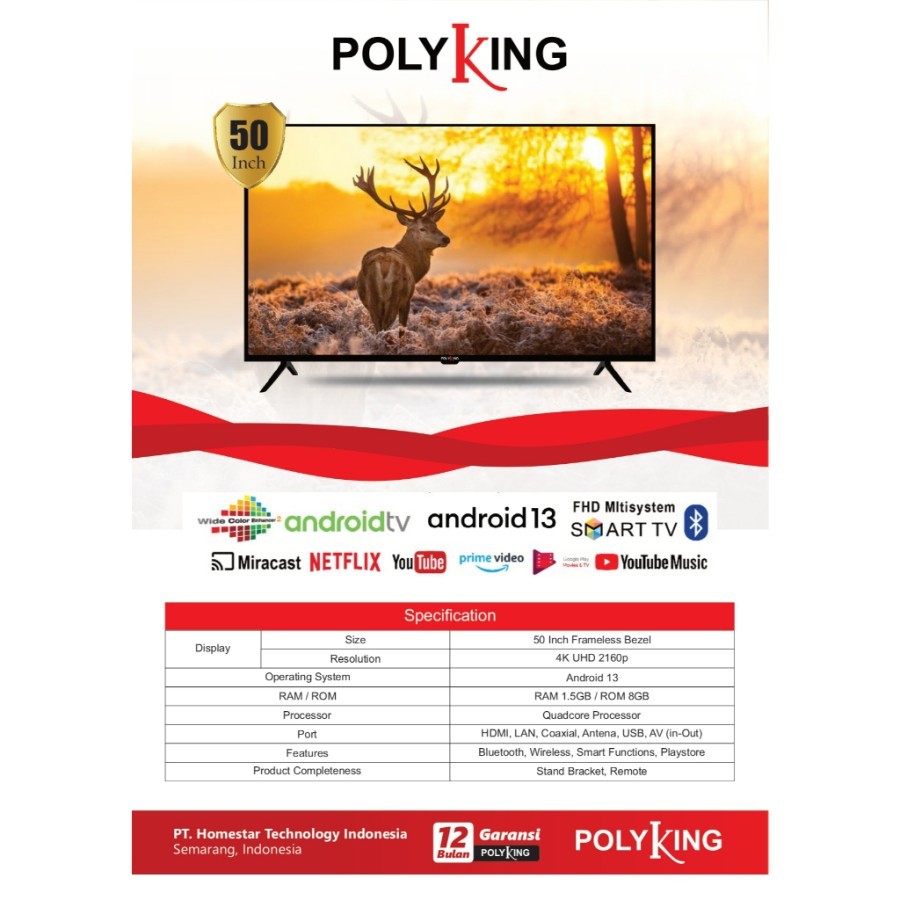 Jual TV POLYKING SMART TV OS ANDROID 50 INCH HPTVD50S-A - NUANSA ...