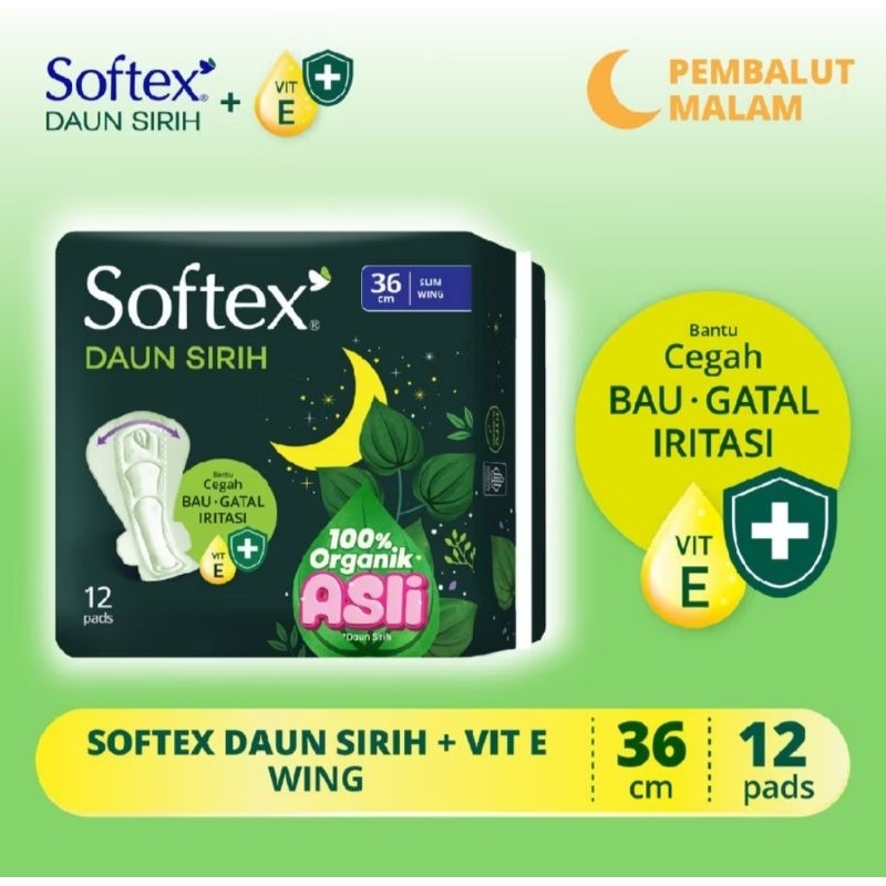 Jual Softex Daun Sirih 36 cm ( 12 pcs ) - Softex malam hari | Shopee Indonesia