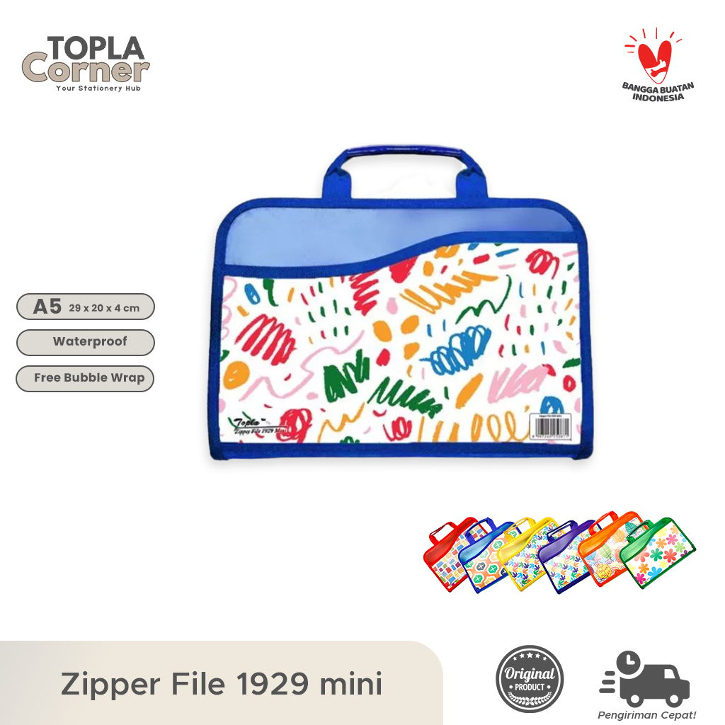 Jual Map Tas Dokumen Kertas & Buku Tulis Anak SD dan TK A5 Topla Zipper ...