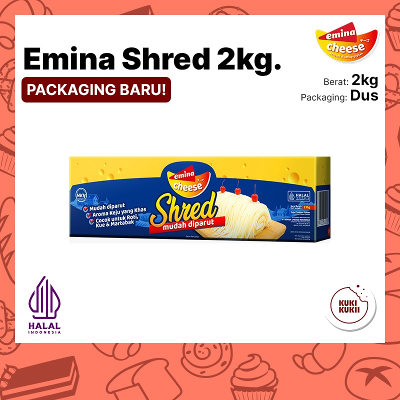 Jual Keju Emina Shred 2kg | Keju Cheddar Emina Shred Cheese 2 kg ...