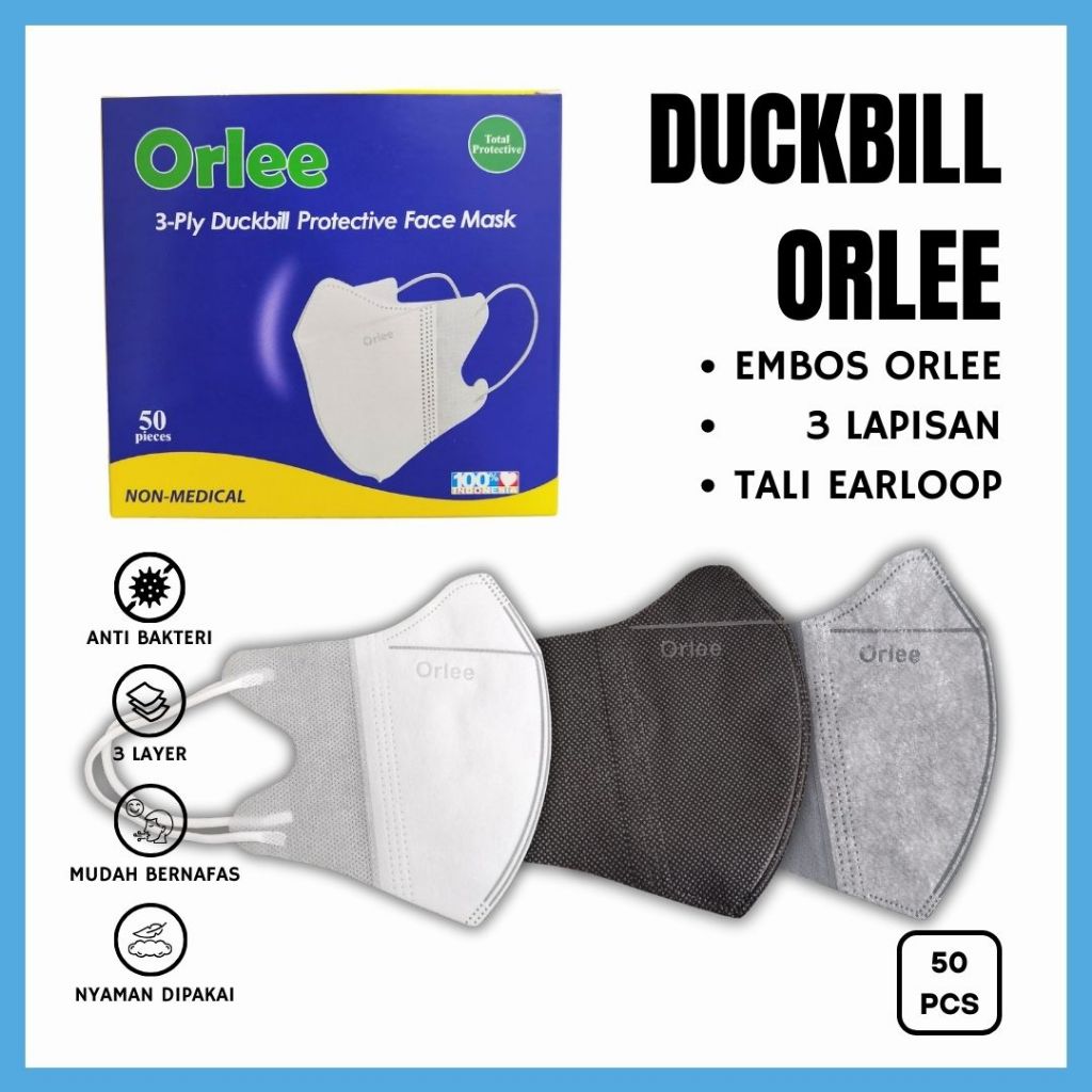 Jual Masker Duckbill - Masker Orlee - Masker Duckbill 50 Pcs Tebal ...