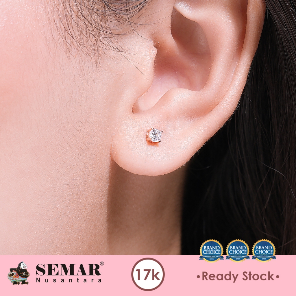 Jual Anting Tindik Emas Solitaire Rose Gold 17K Semar Nusantara ...