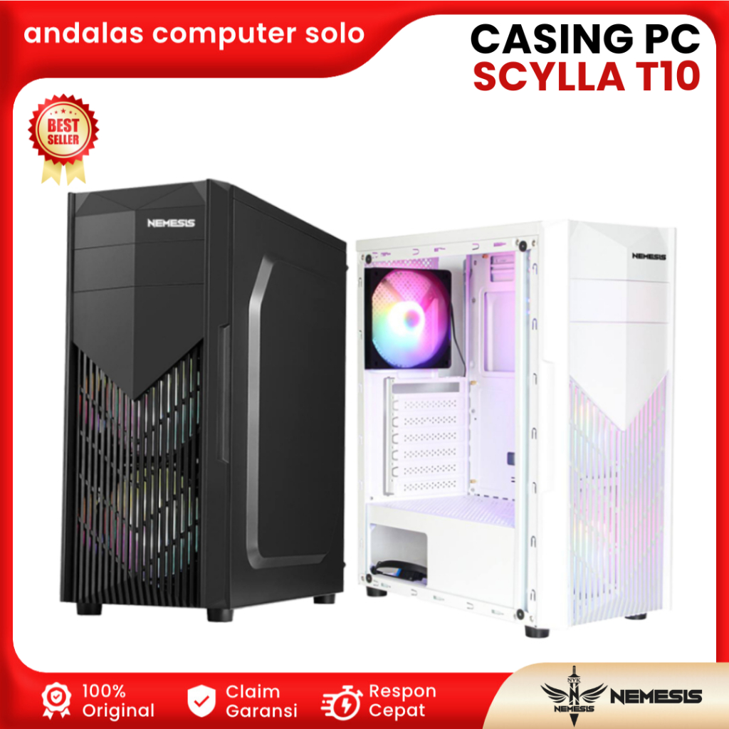Jual CASING PC KOMPUTER GAMING GAME NYK NEMESIS T10 SCYLLA Black ...