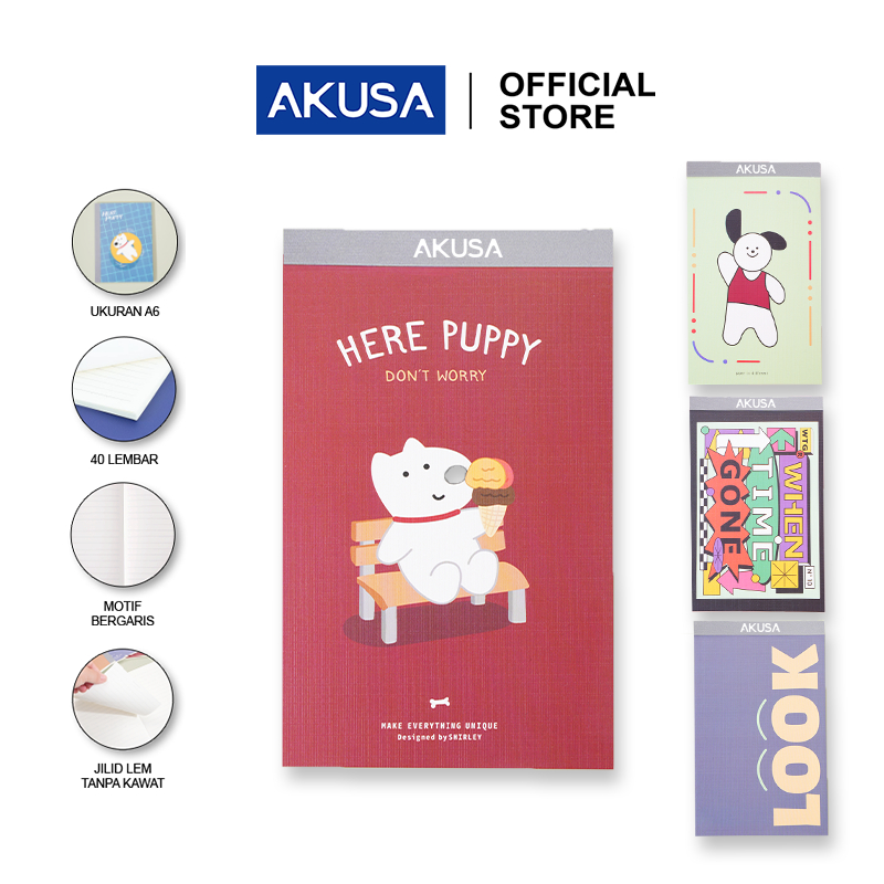 Jual AKUSA Notebook Buku Tulis A6 40 Lembar Motif Aesthetic Memo Stick ...