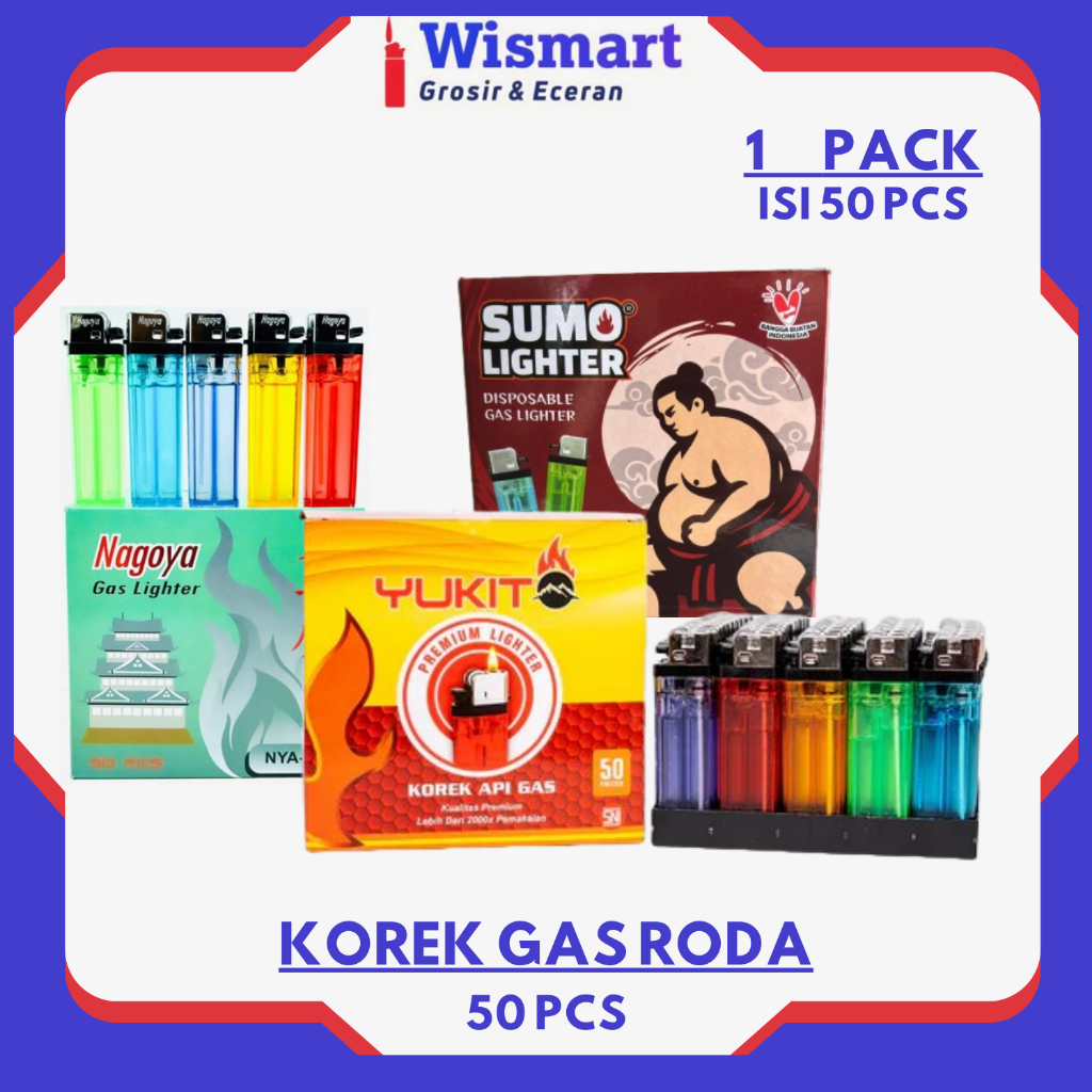 Jual 50 PCS /1 PACK KOREK API RODA BESAR GAS KOREK API RODA WARNA ...