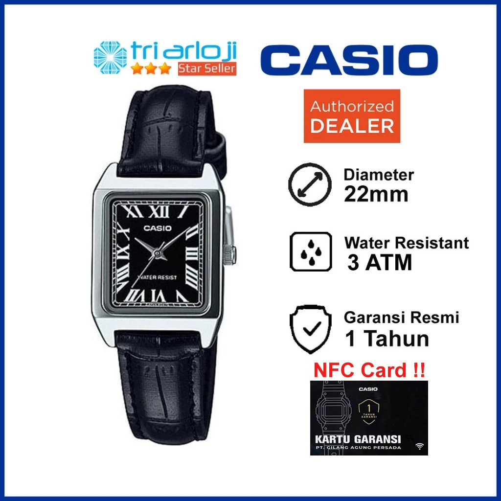 Jual CASIO LTP-V007L-1BUDF Jam Tangan Wanita Analog Kulit Hitam Romawi ...