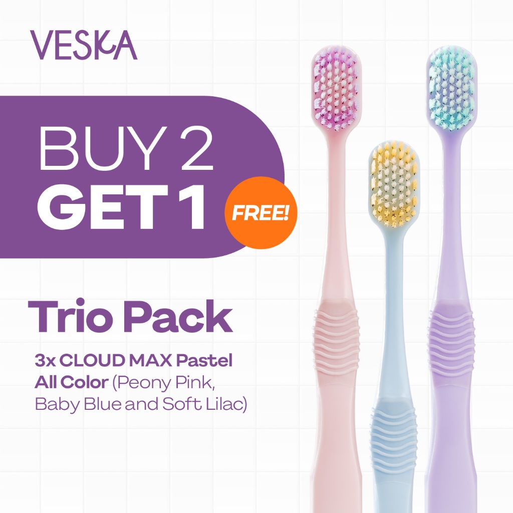 Jual Veska by LEKA - Trio Pack Cloud Max Pastel Series - Sikat Gigi ...