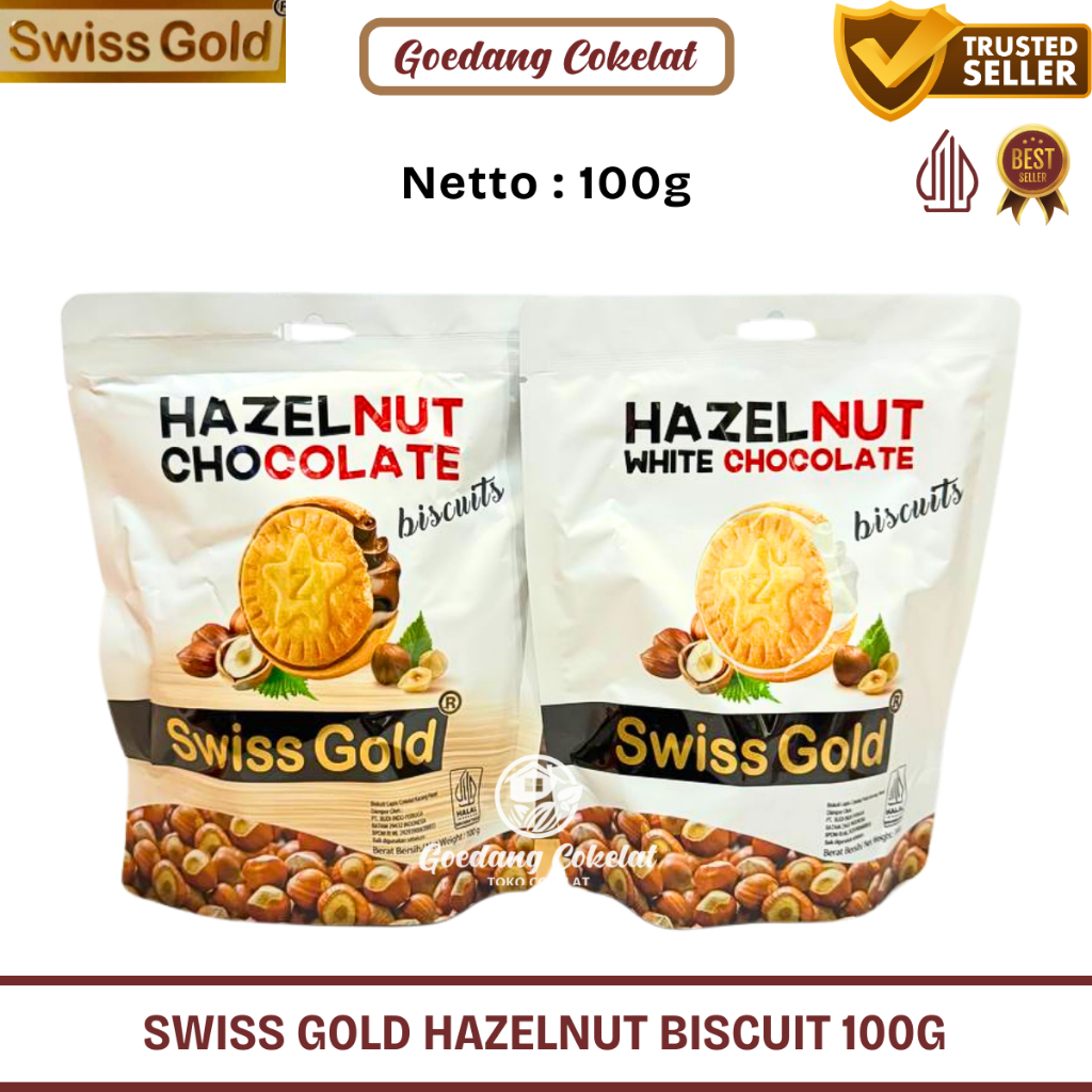 Jual Swiss Gold Hazelnut Biscuit Biskuit Hazelnut Milk White Chocolate ...