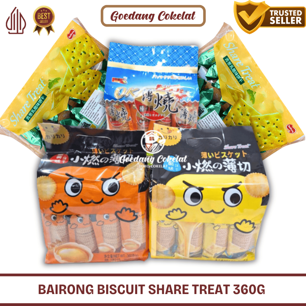 Jual Bairong Biscuit Share Treat Egg Yolk Scallion Cheese Chocolate Flavor Biscuit / Biskuit ...