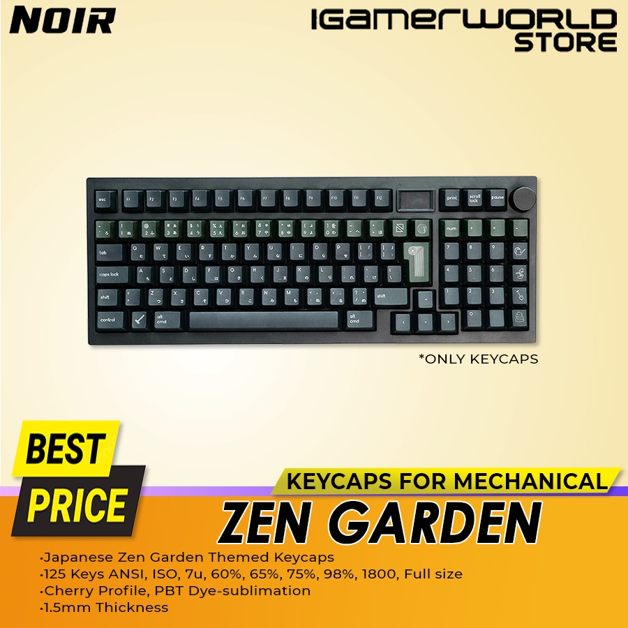 Jual Noir Zen Garden Keycaps - PBT Dyesub Cherry Profile 125 keys ANSI ...