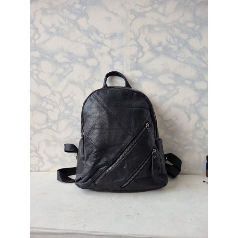 Jual TAS RANSEL KULIT ASLI/RANSEL CEWEK HITAM | Shopee Indonesia