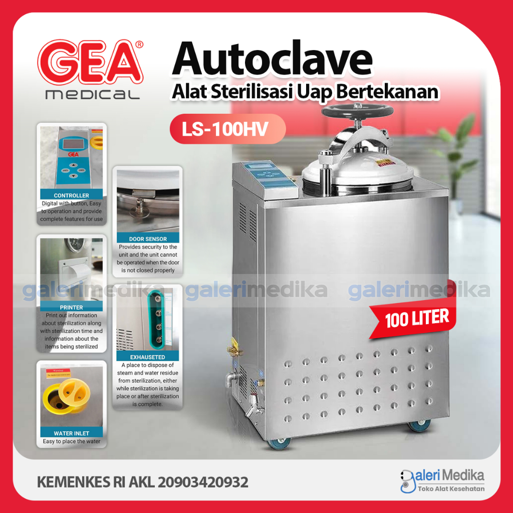 Jual Autoclave 100 Liter GEA LS-100HV Pulse Vacuum Steam Sterilizer ...