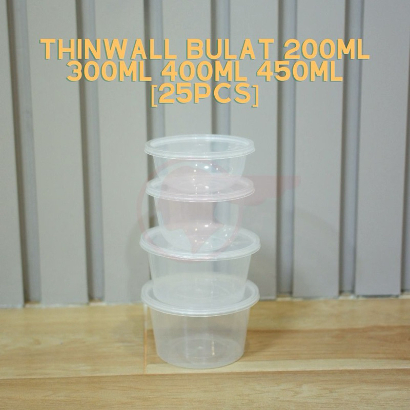 Jual Thinwall Bulat / Thinwall Bowl / Mangkok Bulat 200ml 300ml 400ml 450ml [25 pcs] | Shopee ...