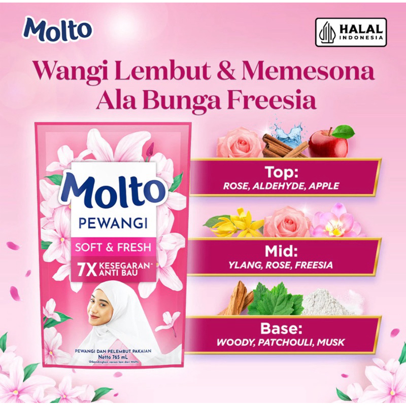 Jual Molto pelembut dan pewangi pakaian soft and fresh ala bunga fresia ...